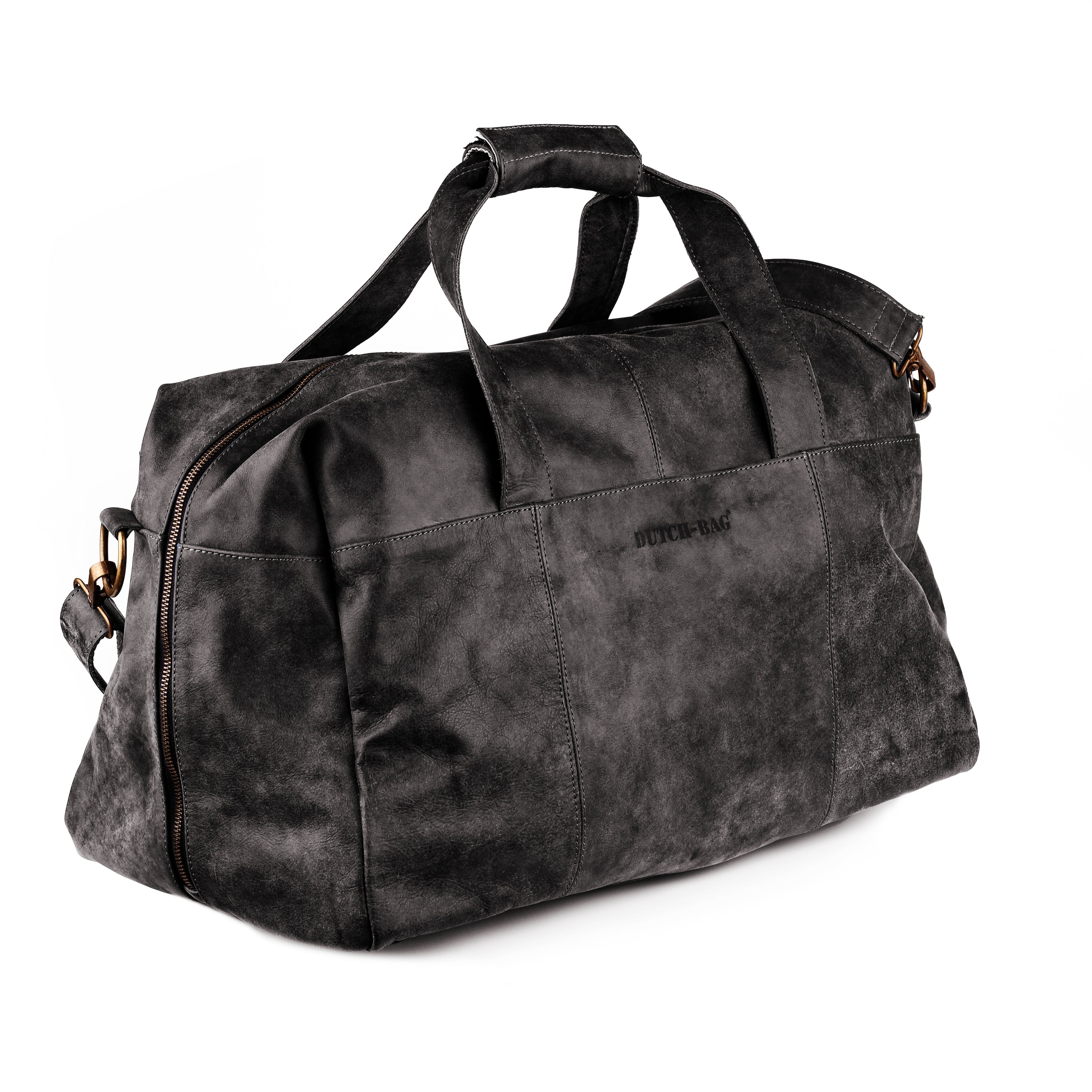 Zwolle Leather Weekend Bag Black - Concrete Leather